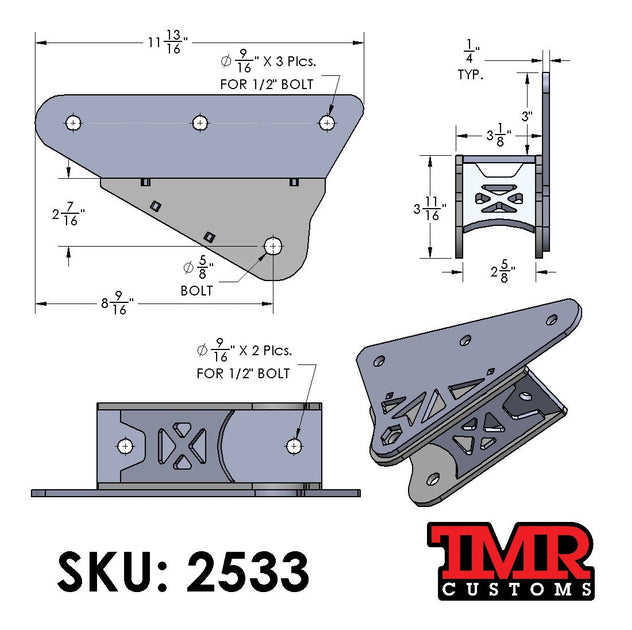 Universal DIY Traction Bar Brackets - Frame Mount – TMR Customs