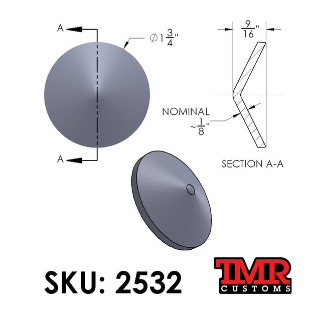 Weld in Steel Tube Cap - 1.75" – TMR Customs
