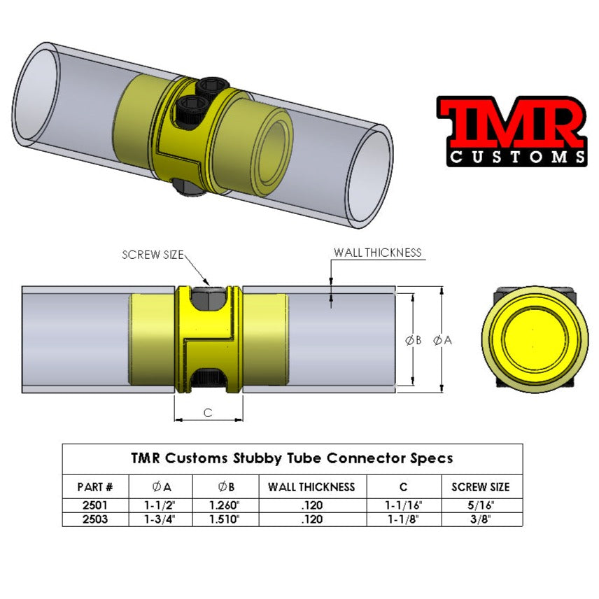 "Stubby" Tube Connector – TMR Customs