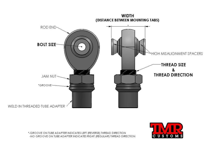 3/4" Rod End Package with Round Tube Adapter – TMR Customs