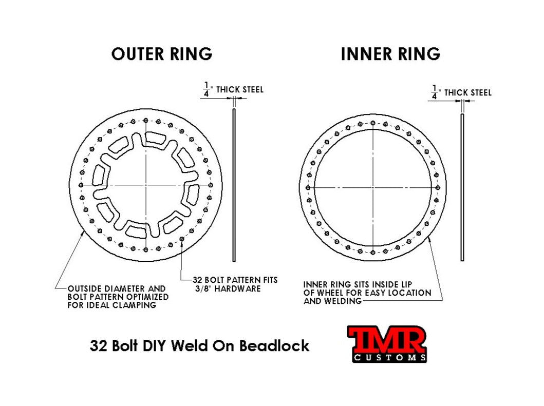 32 Bolt DIY Weld On Beadlock Standard - TMR Customs