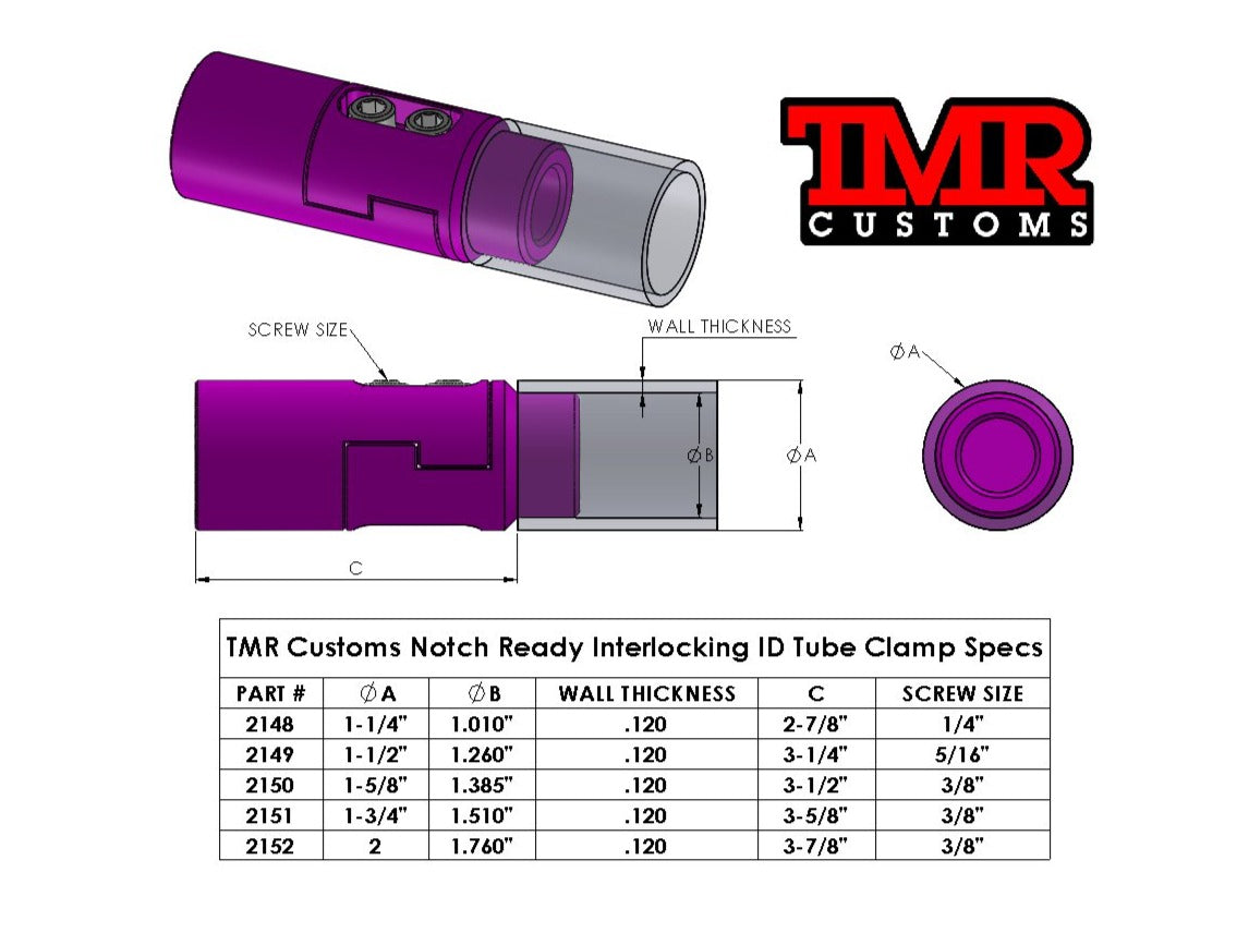 Notch Ready Interlocking ID Tube Clamp - Round – TMR Customs