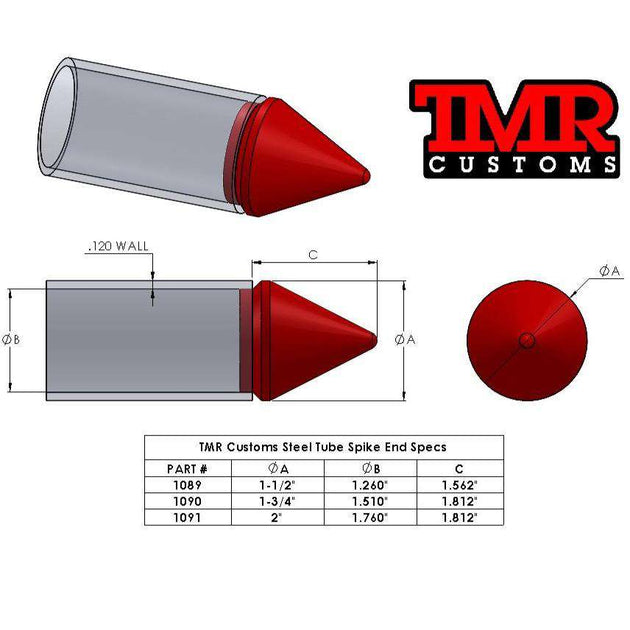 Weld In Steel Tube Caps - Spike End – TMR Customs