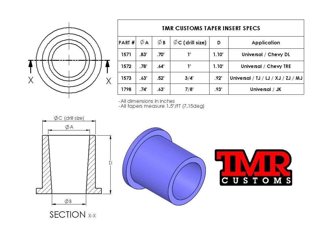 Tie Rod End Inserts - Chevy 1 Ton Taper – TMR Customs