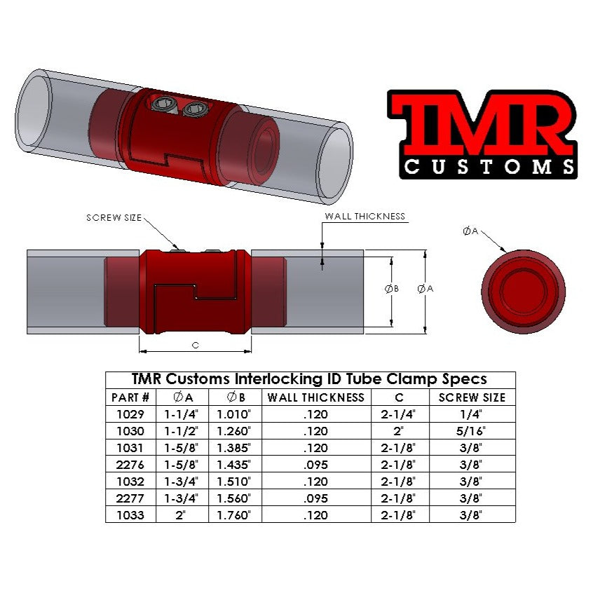 Interlocking ID Tube Clamp - Round - TMR Customs